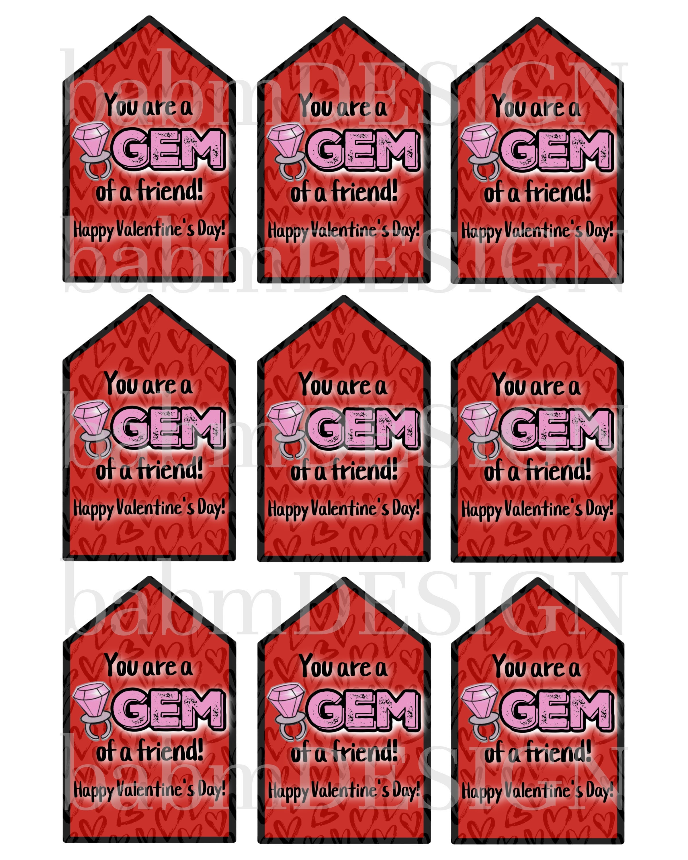 Valentine Printable Gift Tags, Ring Pop Gift Tags, Ring Pop Valentines ...