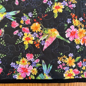 Quilted Table Runner Hummingbirds Flowers, 12 X 40, Reversible Custom ...