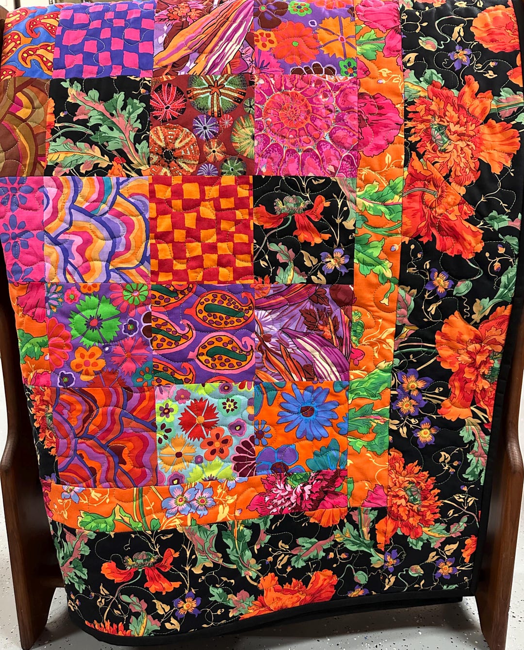 Kaffe Fassett Patchwork Quilt: Vibrant Cotton Throw Blanket Sofa Lap ...