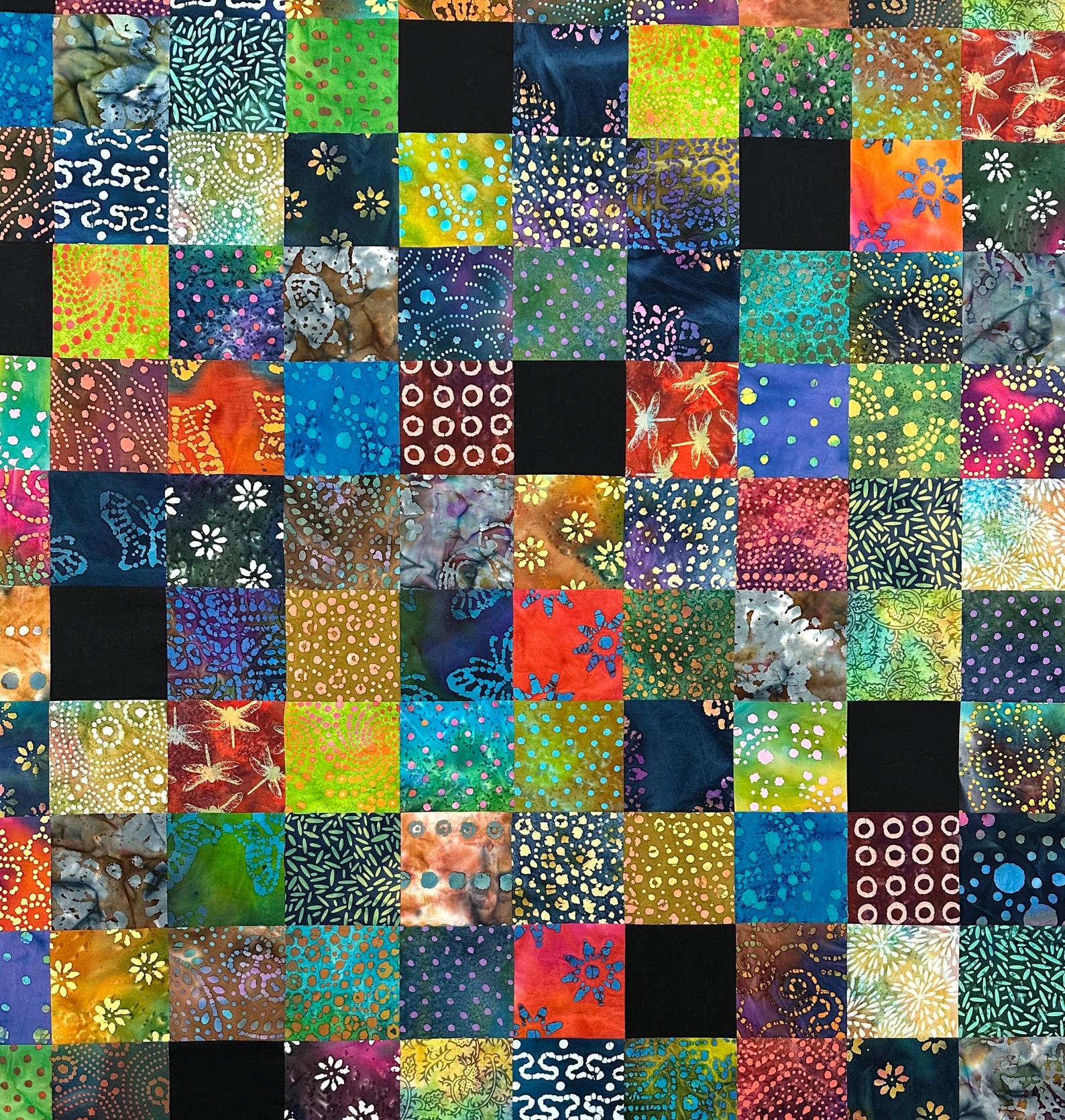 Vibrant Handmade Batik Unfinished Quilt Top: Multi-color Pieced ...