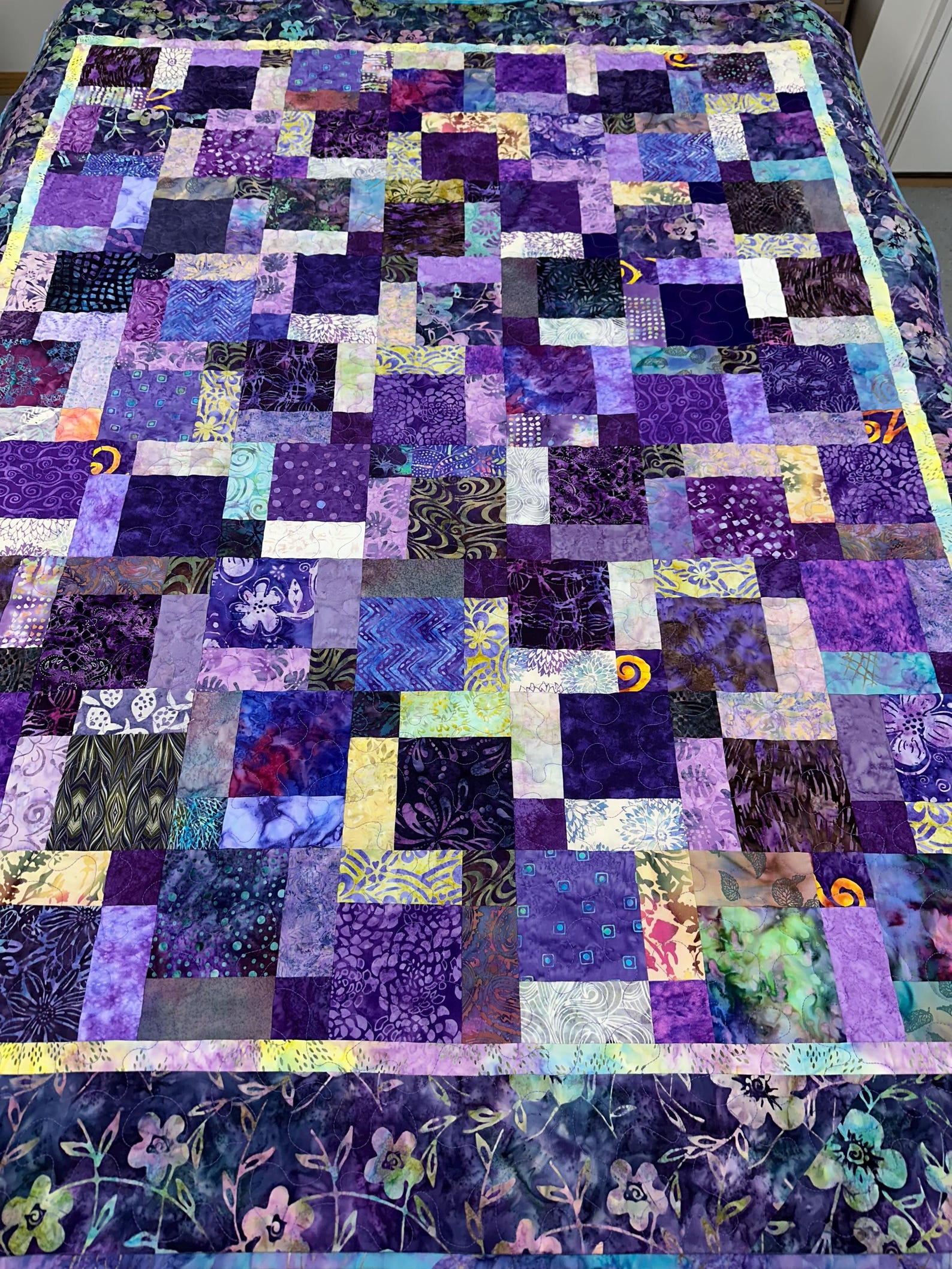 Purple Batik Patchwork Quilt: Handmade Cotton Sofa Throw Blanket 57x70 ...