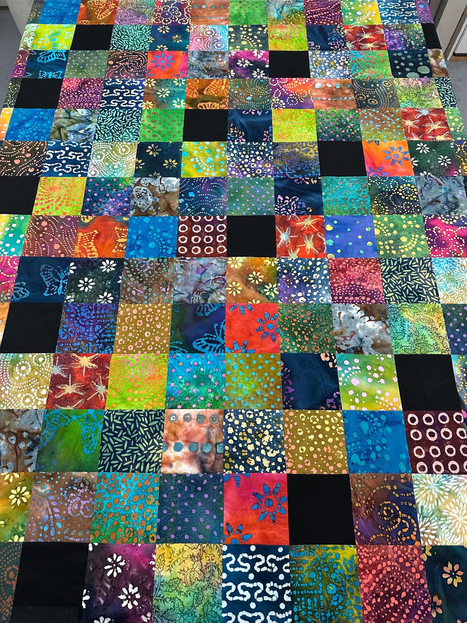 Vibrant Handmade Batik Unfinished Quilt Top: Multi-color Pieced ...