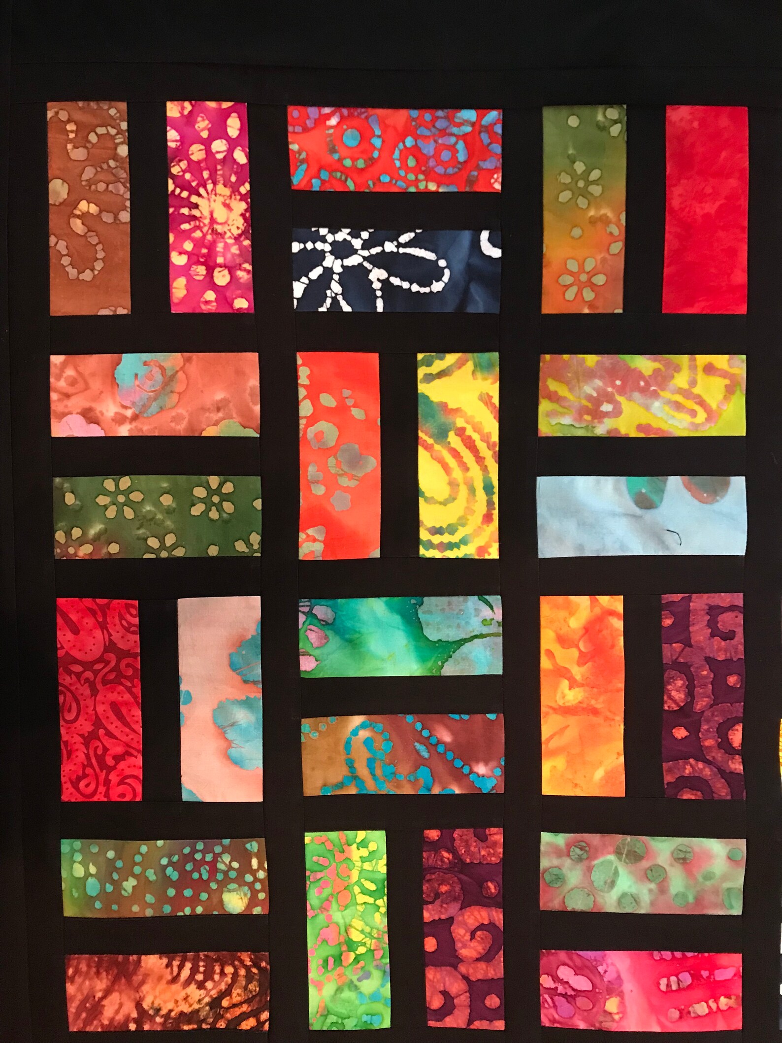 Batik Unfinished Quilt Top With Bold Multi-color Batiks Lap | Etsy