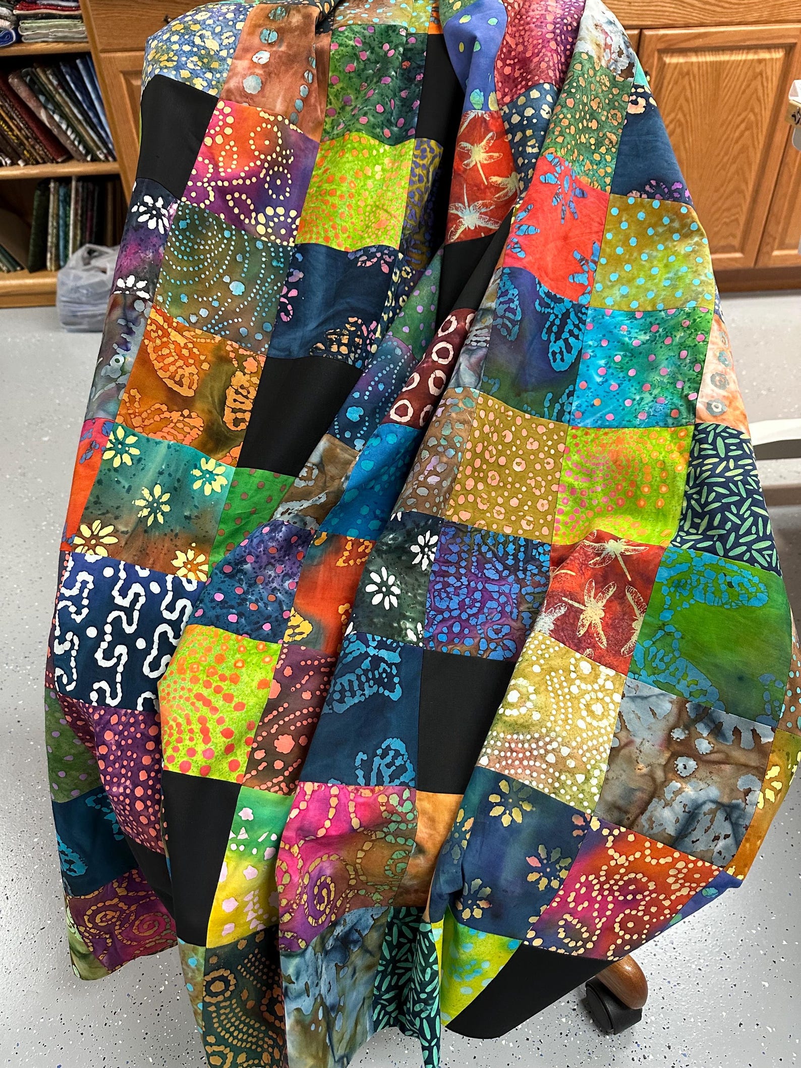 Vibrant Handmade Batik Unfinished Quilt Top: Multi-color Pieced ...
