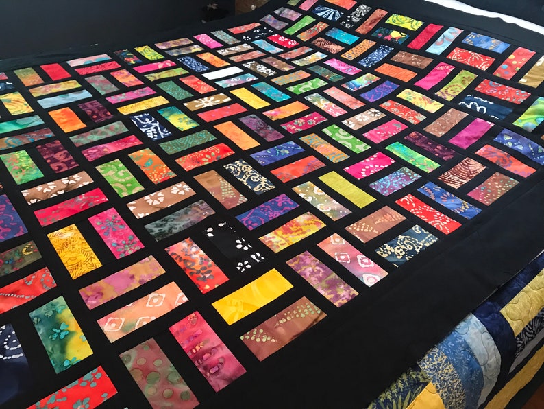 Batik Unfinished Quilt Top With Bold Multi-color Batiks Lap - Etsy