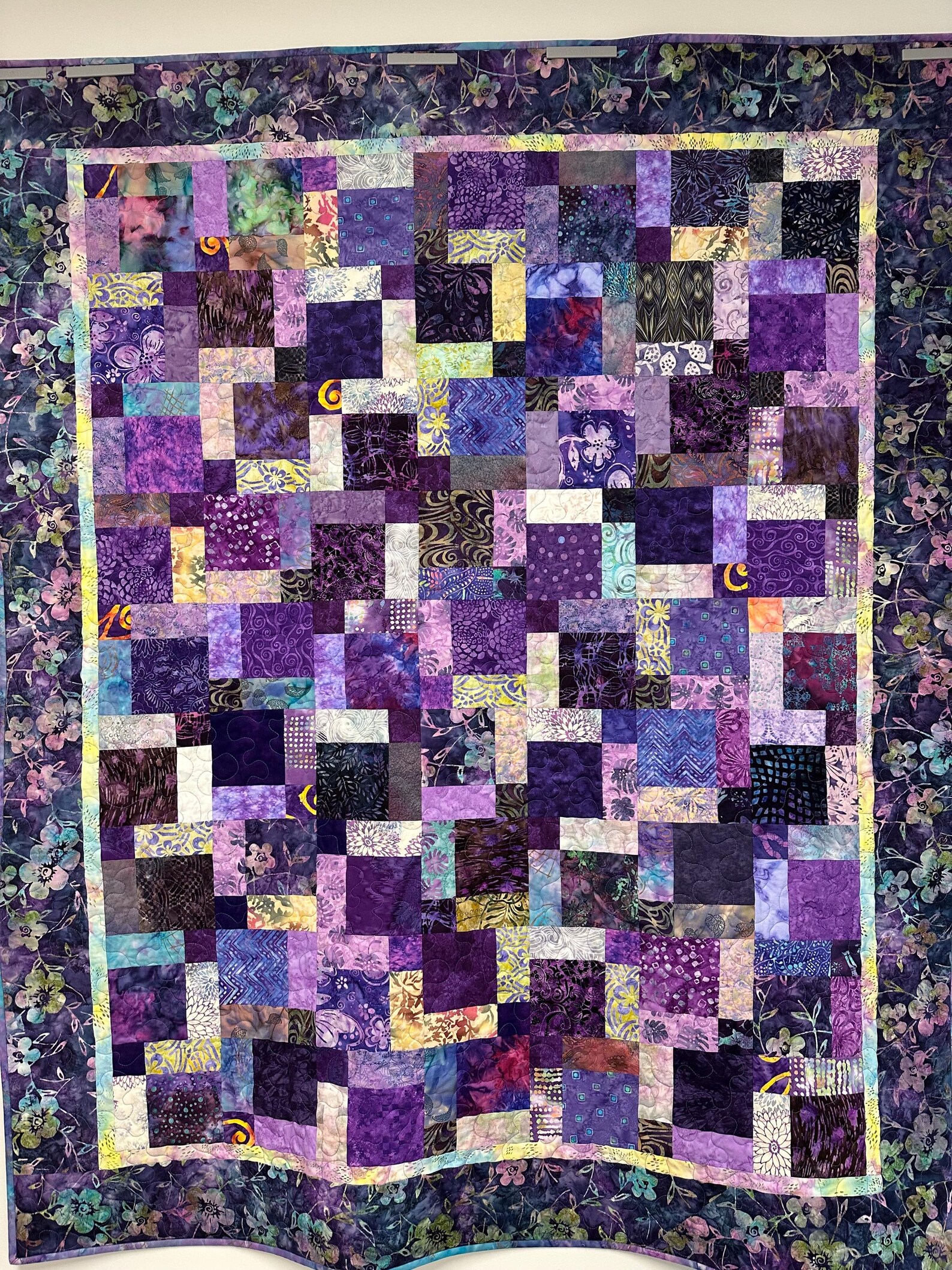 Purple Batik Patchwork Quilt: Handmade Cotton Sofa Throw Blanket 57x70 ...
