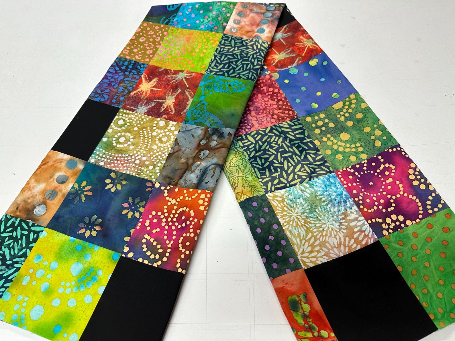 Vibrant Handmade Batik Unfinished Quilt Top: Multi-color Pieced ...