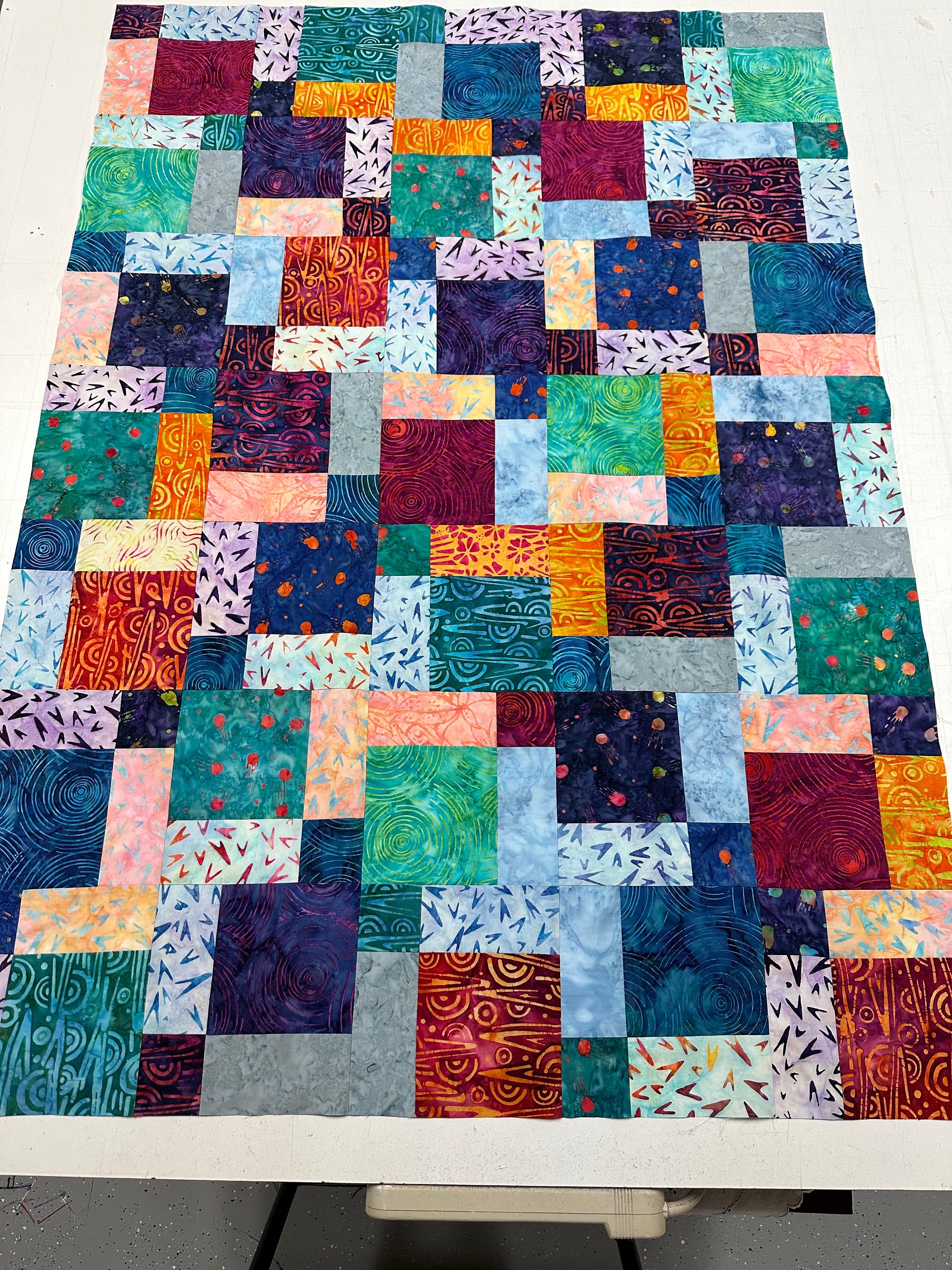 Colorful Handmade Baby Quilt Top: Modern Patchwork Design, Ready to ...