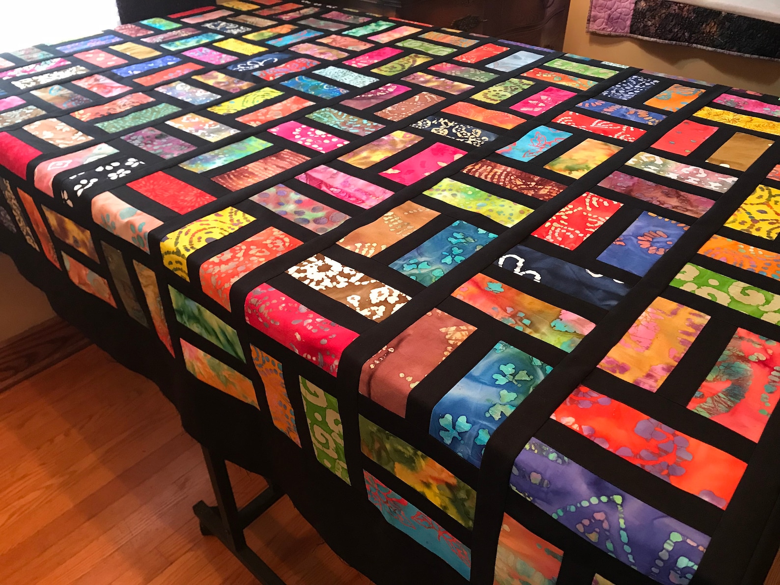 Batik Unfinished Quilt Top With Bold Multi-color Batiks Lap - Etsy