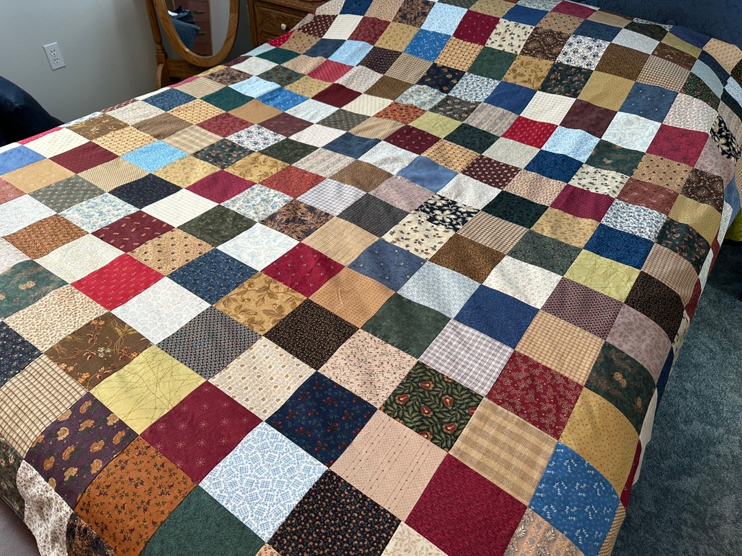 Handmade Queen Size Patchwork Quilt Top - Unfinished Americana ...
