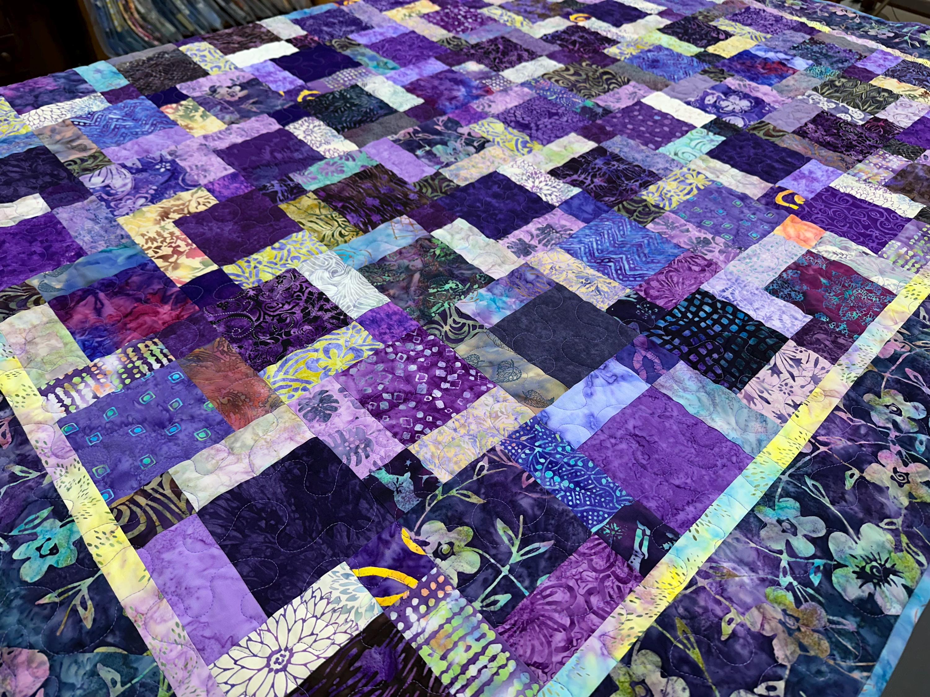 Purple Batik Patchwork Quilt: Handmade Cotton Sofa Throw Blanket 57x70 ...