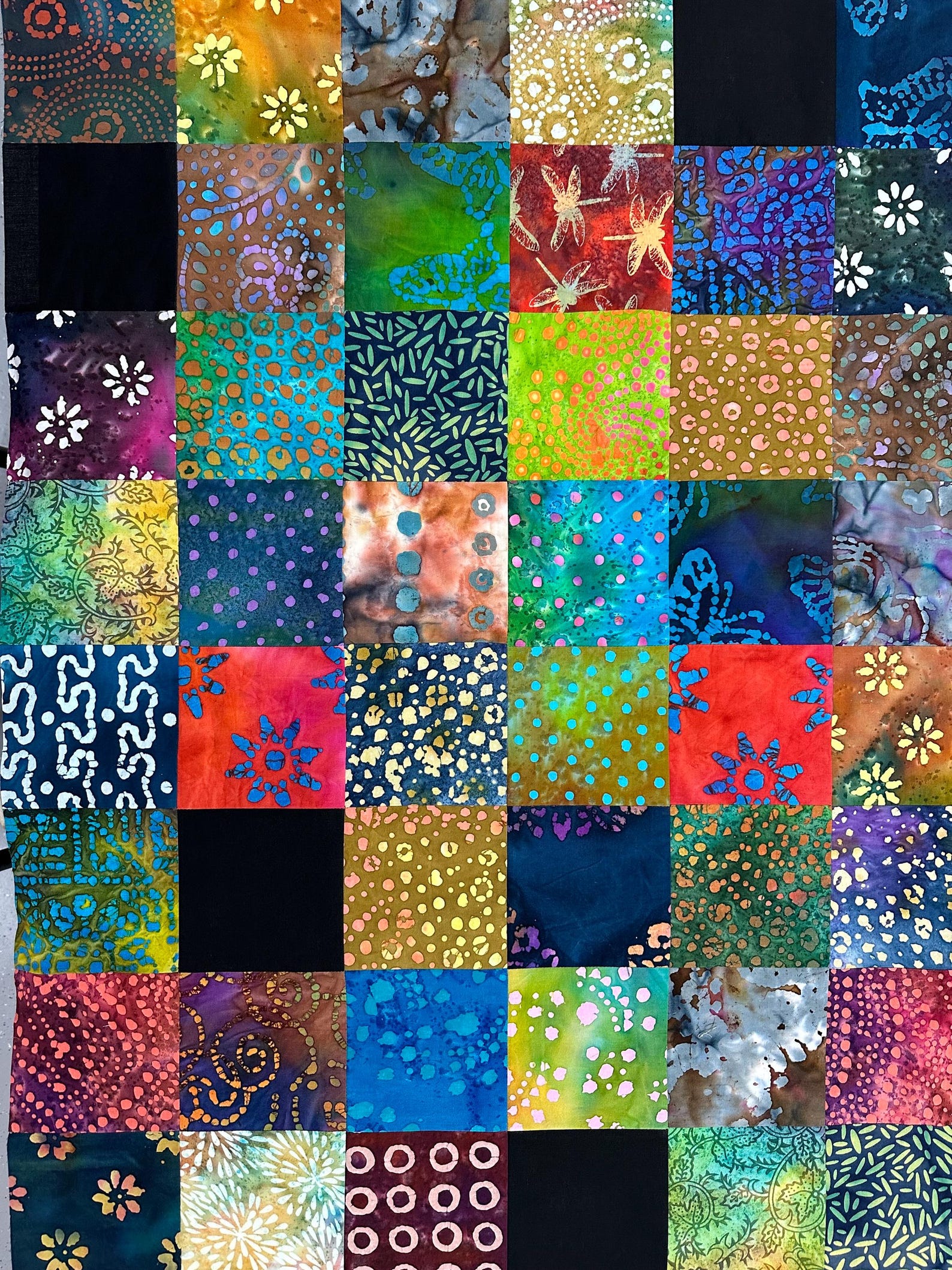 Vibrant Handmade Batik Unfinished Quilt Top: Multi-color Pieced ...