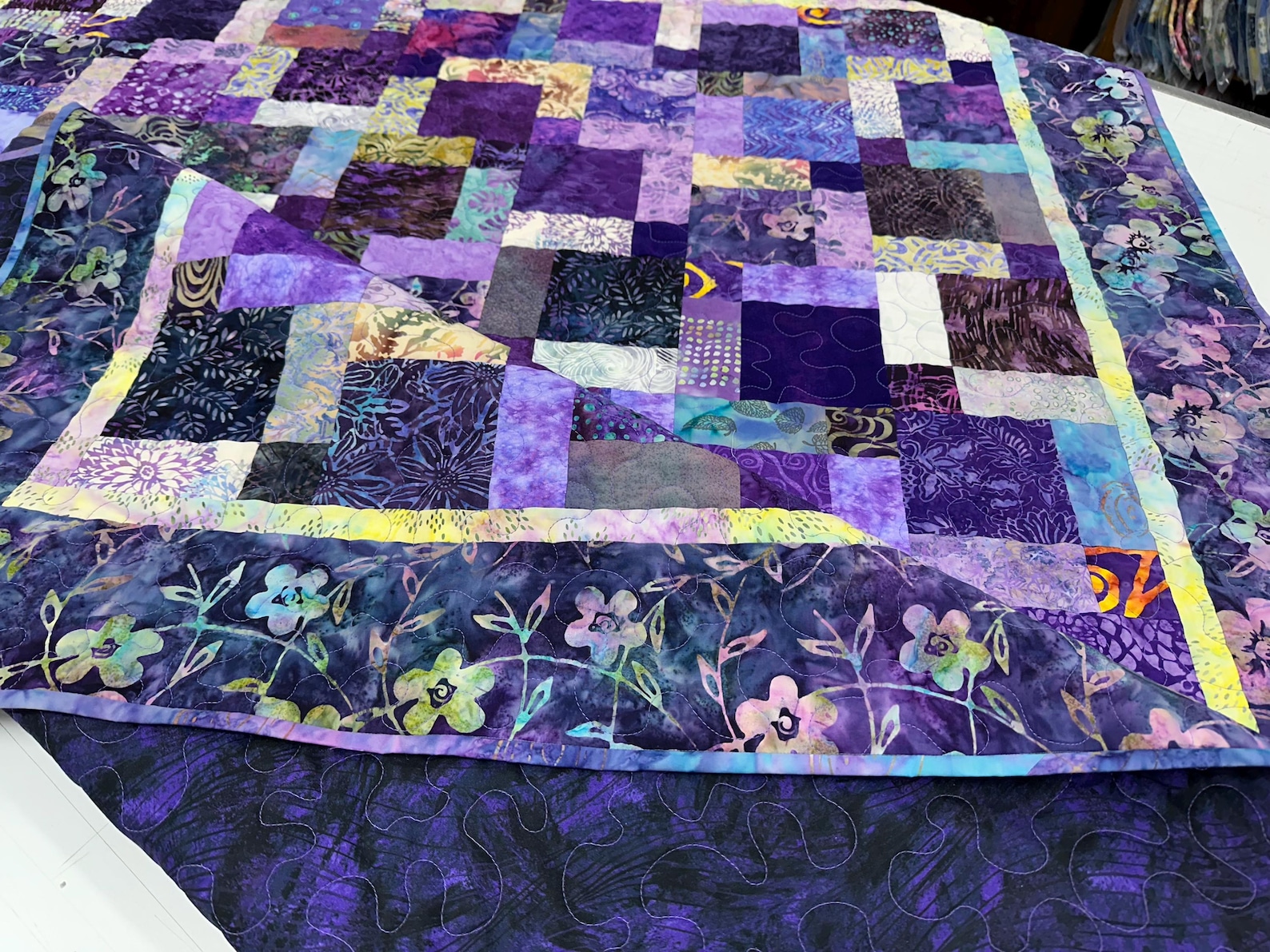 Purple Batik Patchwork Quilt: Handmade Cotton Sofa Throw Blanket 57x70 ...