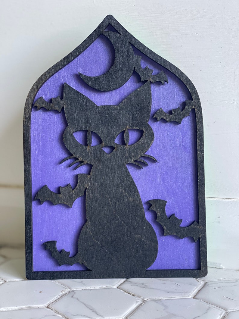 Halloween Sign. Halloween Decor. Spooky Cat. Home Decor. Fall Decor. - Etsy