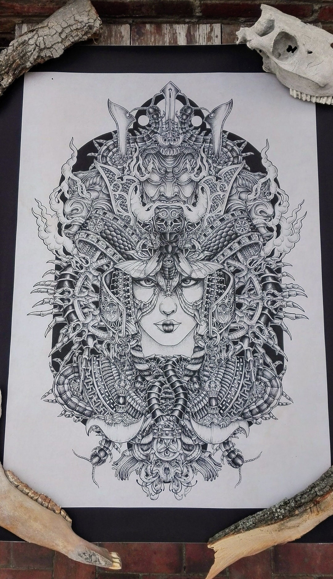 SAMURAI Canvas - Dark Wall Art Japanese Geisha Oni Demon Hannya Print ...
