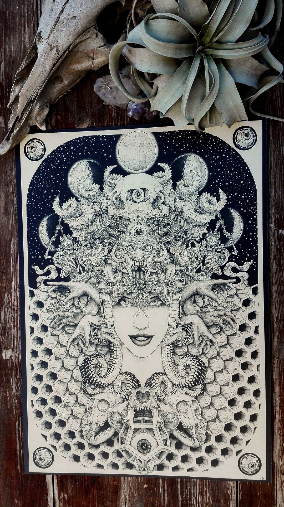 KALI Print . Dark Tibetan Wall Art Moon Phases Skull - Etsy