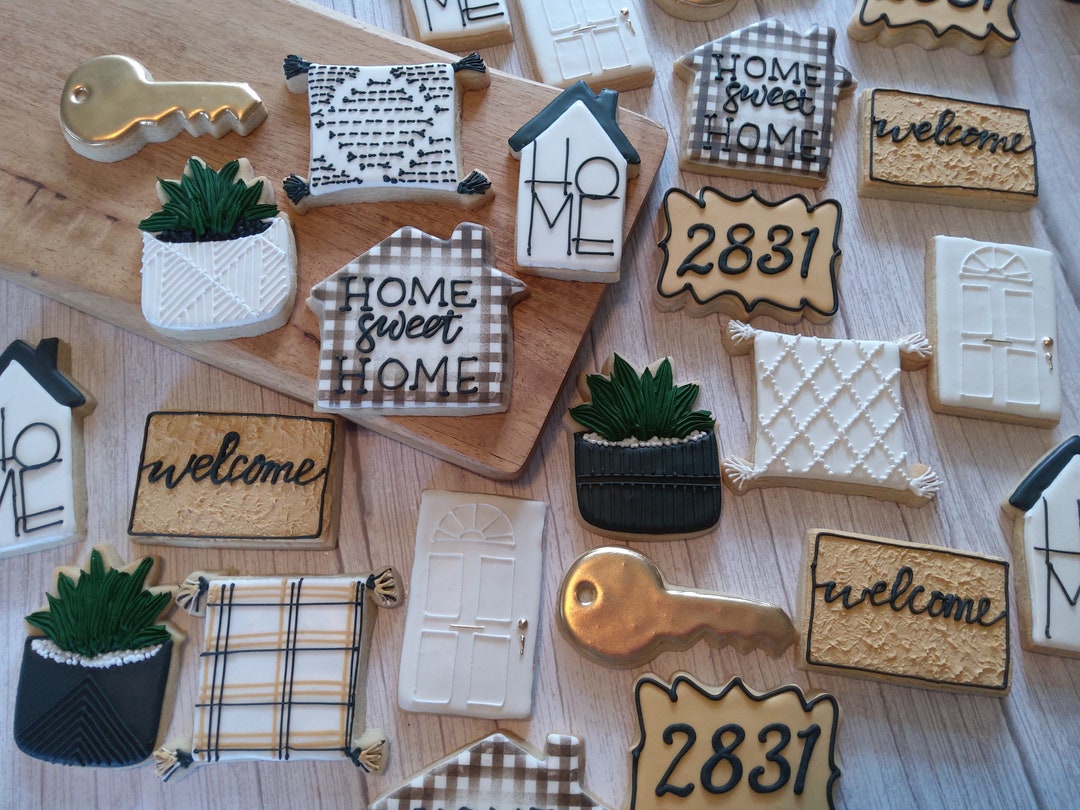 Custom Real Estate Cookies With Greenery - One Dozen - Etsy