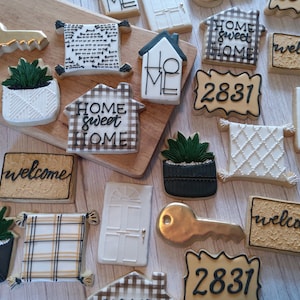 Custom Real Estate Cookies With Greenery - One Dozen - Etsy