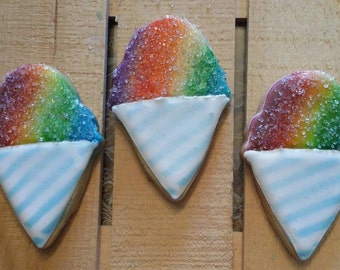 Rainbow Snow Cone Summertime Sugar Cookies - Etsy