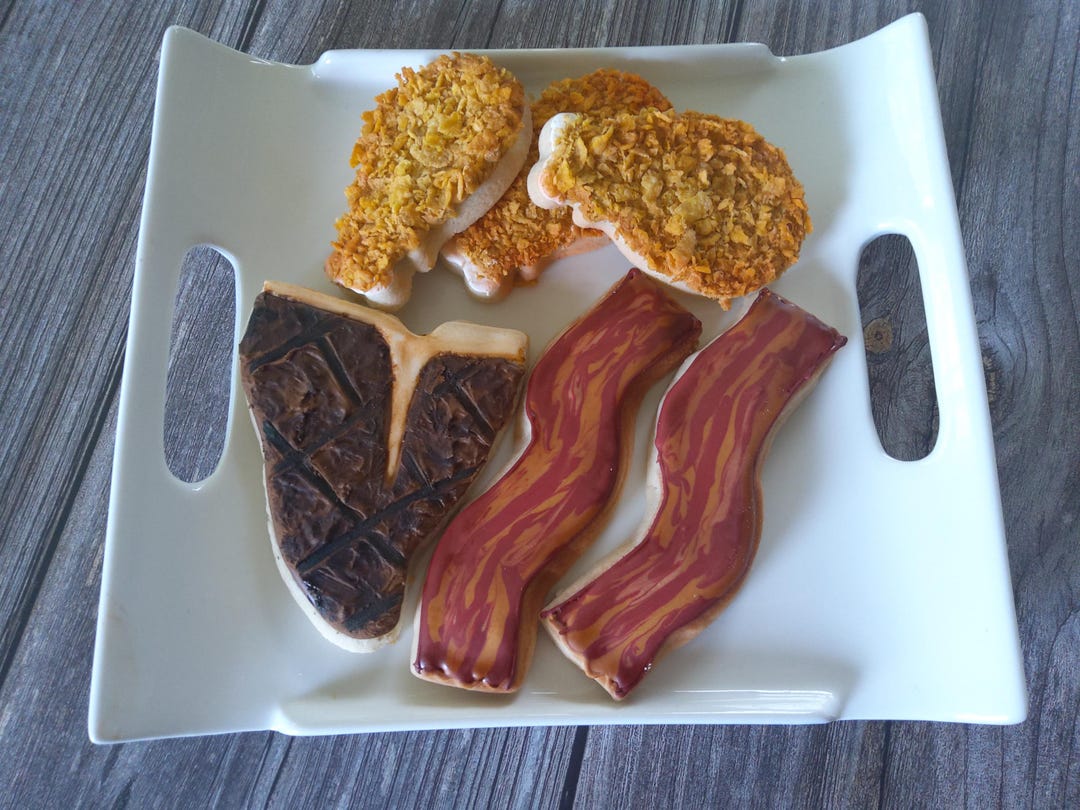Steak Chicken Bacon - Meat Cookies - One Dozen - Etsy