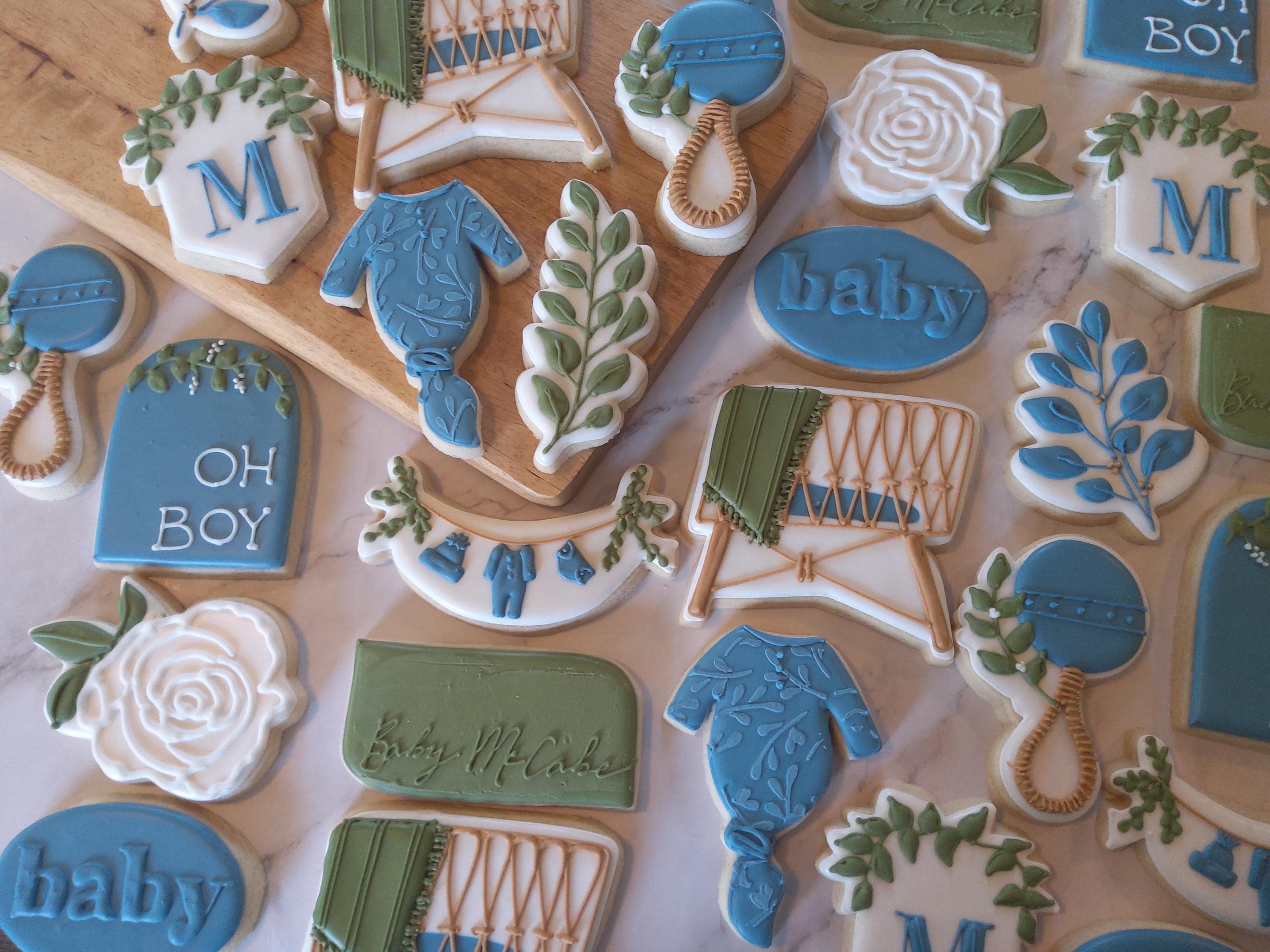 Oh Boy and Greenery Baby Shower Cookies - One Dozen - Etsy