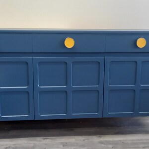 Midcentury Retro Nathan Squares Sideboard. Blue Yellow Painted Upcycled ...