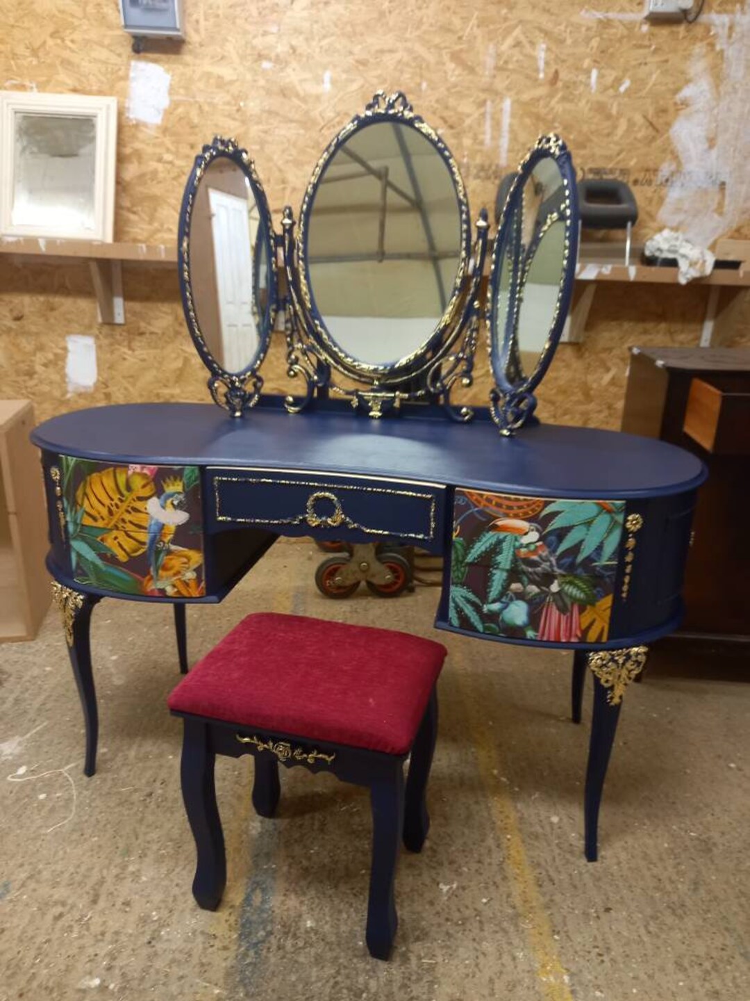 Dressing Table or Desk in French Style. Painted Navy Blue With a ...