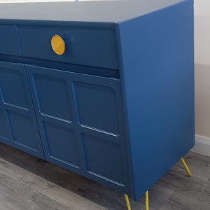 Midcentury Retro Nathan Squares Sideboard. Blue Yellow Painted Upcycled ...