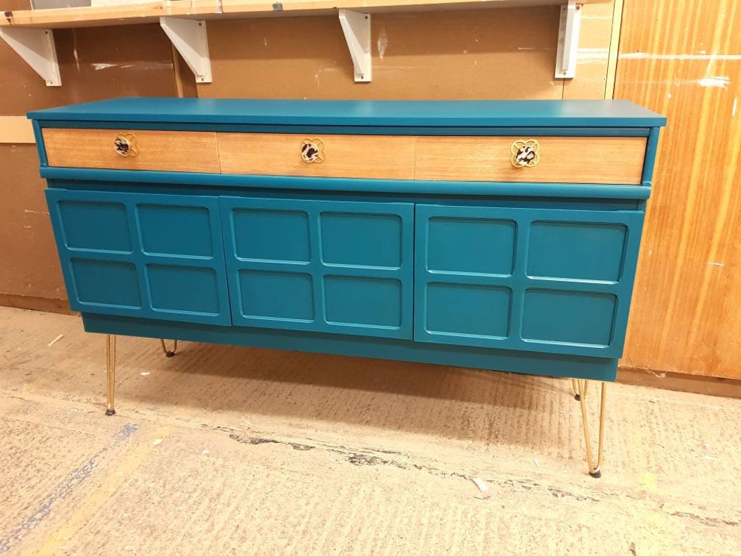 Teal and Teak Nathan Sideboard Midcentury. Upcycled Furniture. Dining ...