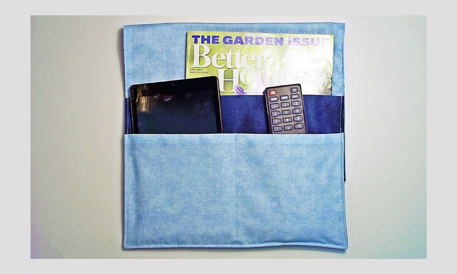 Bed Side Bedside Caddy. Fabric Remote Control Holder. Cell Phone ...