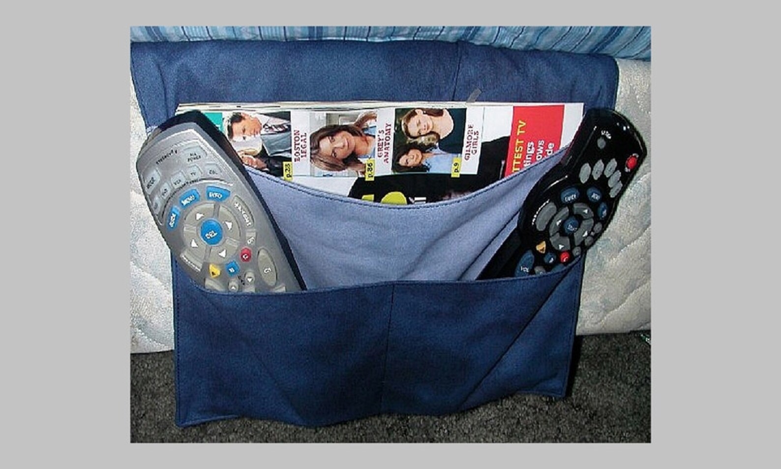 Bed Side Bedside Caddy. Fabric Remote Control Holder. Cell Phone ...