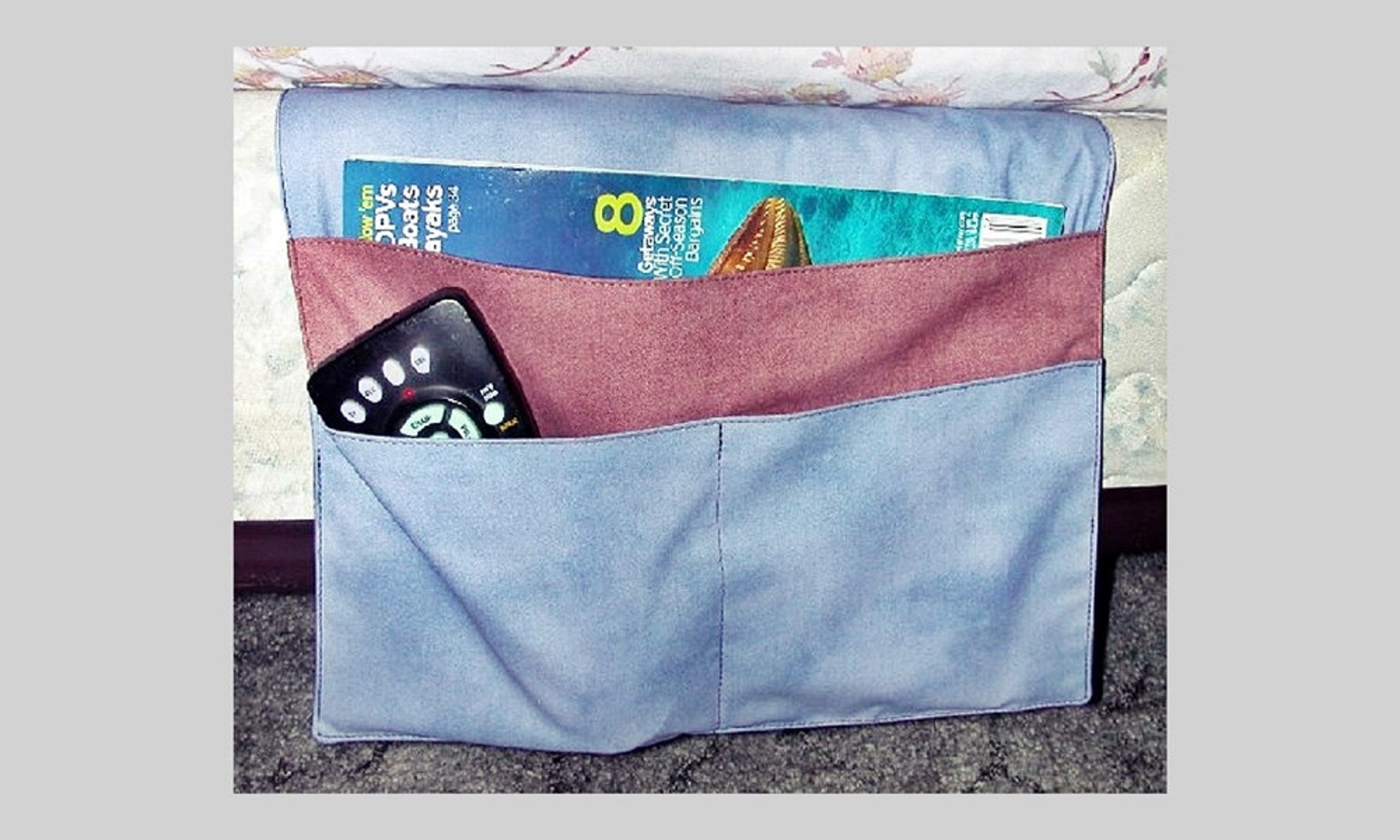 Bed Side Bedside Caddy. Fabric Remote Control Holder. Cell Phone ...
