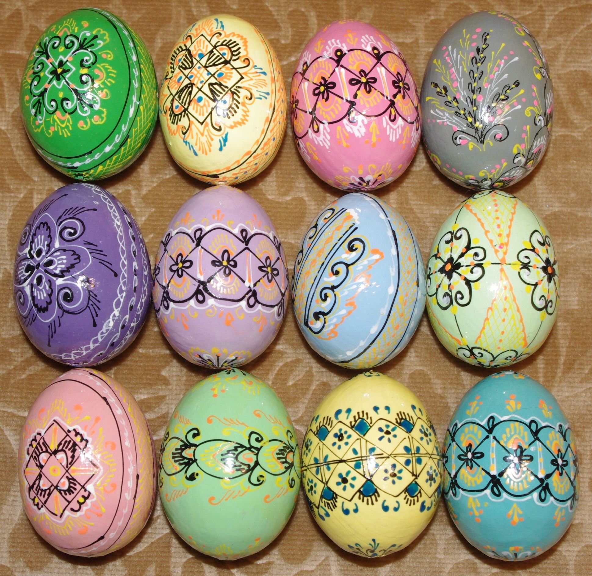 12 Pastel Colors Hand Made Wood Pysanky Easter Eggs From - Etsy
