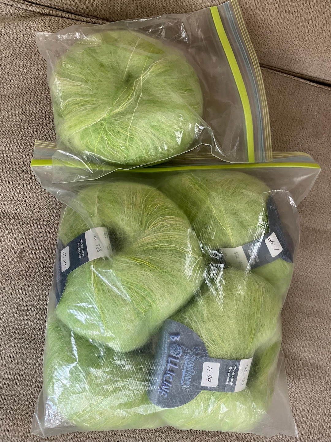 Cascade Mohair and Polyamide (70/30) Yarn in Variegated Apple or Lime ...