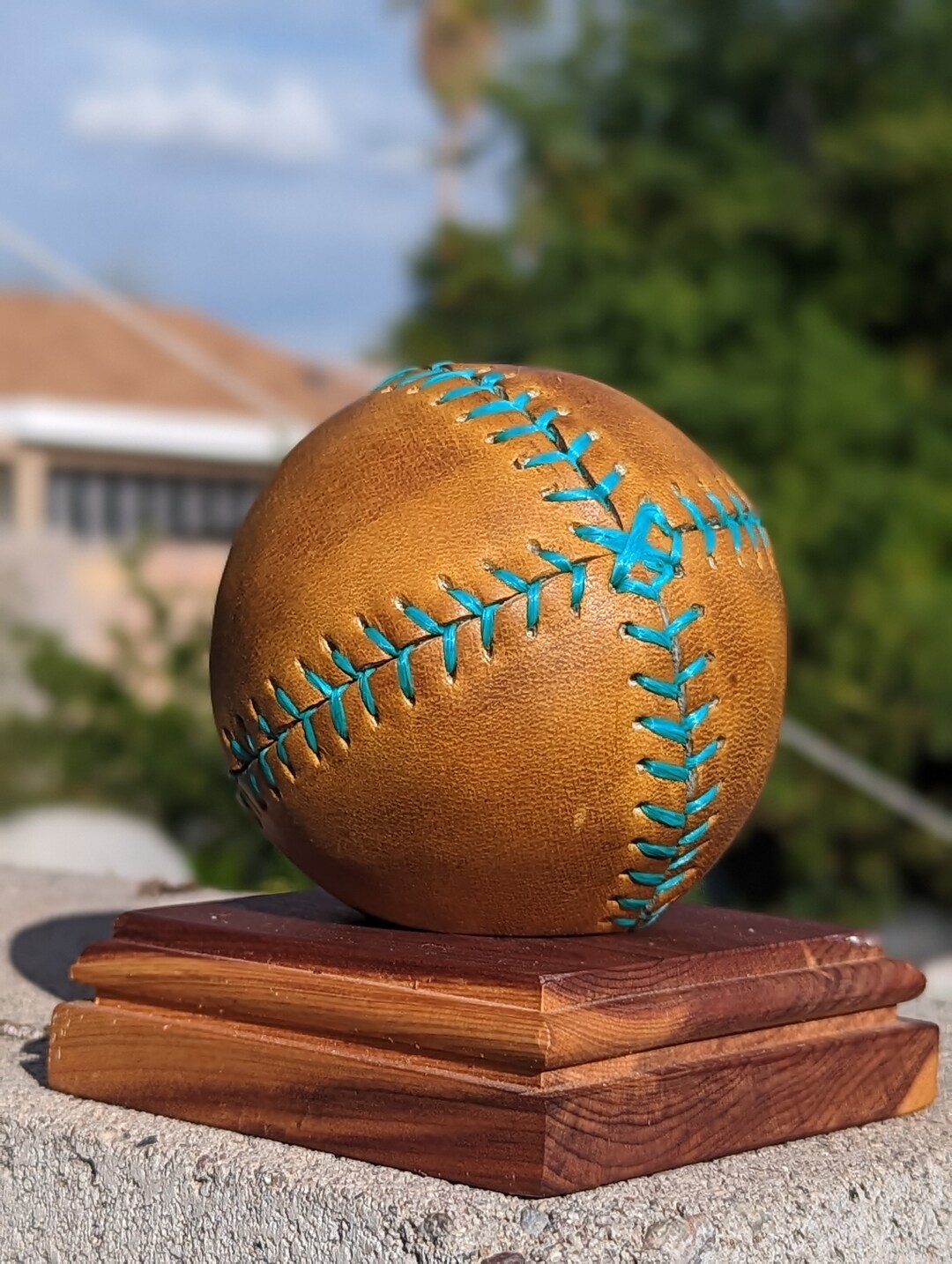 1860 Hand Made Lemon Peel Baseball Turquoise Lacing Teak Leather - Etsy