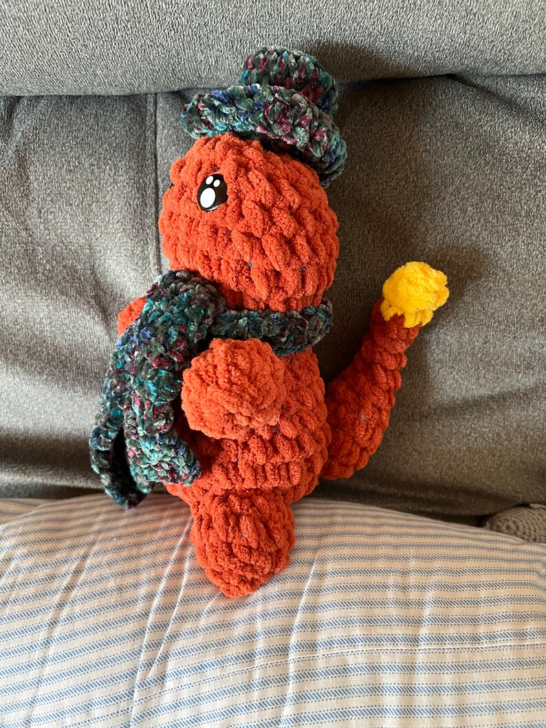 Fuzzy Buddy Dark Orange and Yellow Plushie. Top Hat and Scarf Included ...