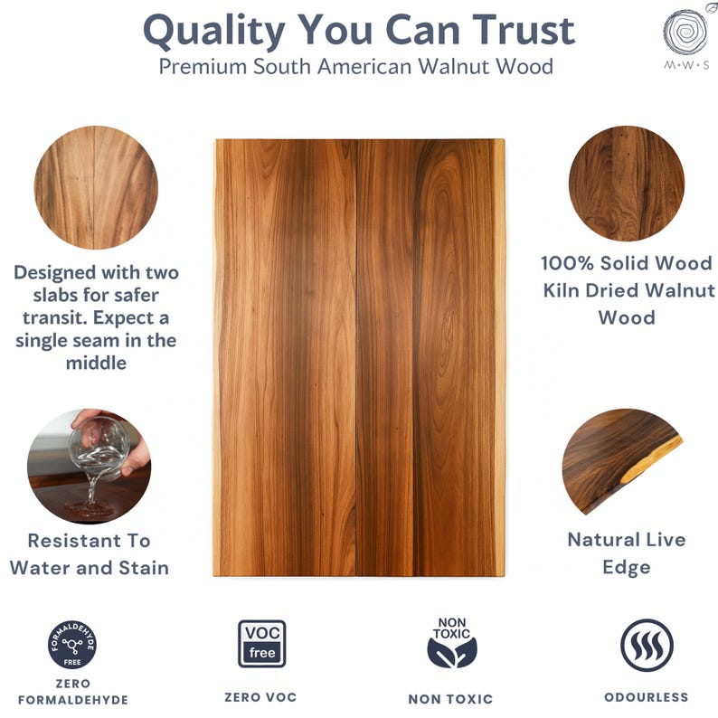 Walnut Live Edge Table - Solid Wood Conference Table for Modern Offices ...