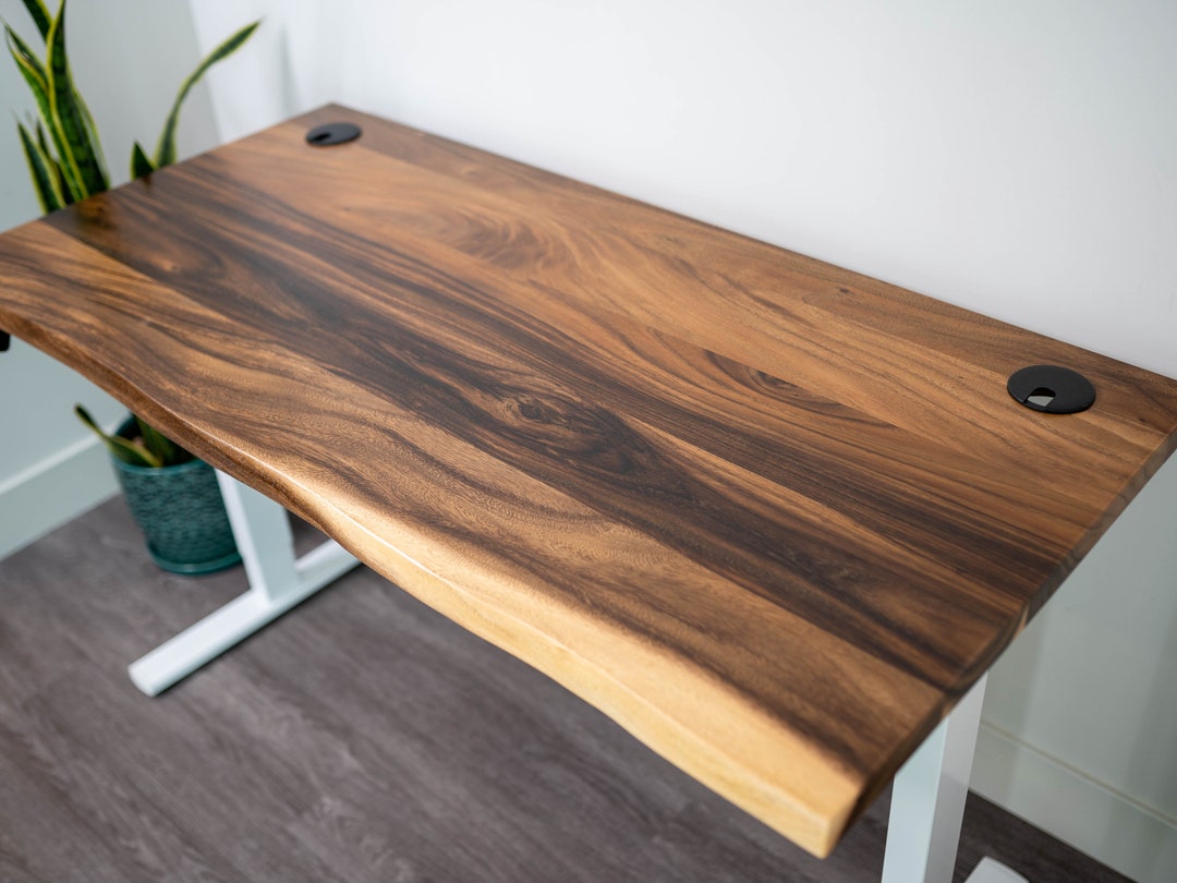 Live Edge Walnut Standing Desk Sit Stand Desk With Drawer - Etsy