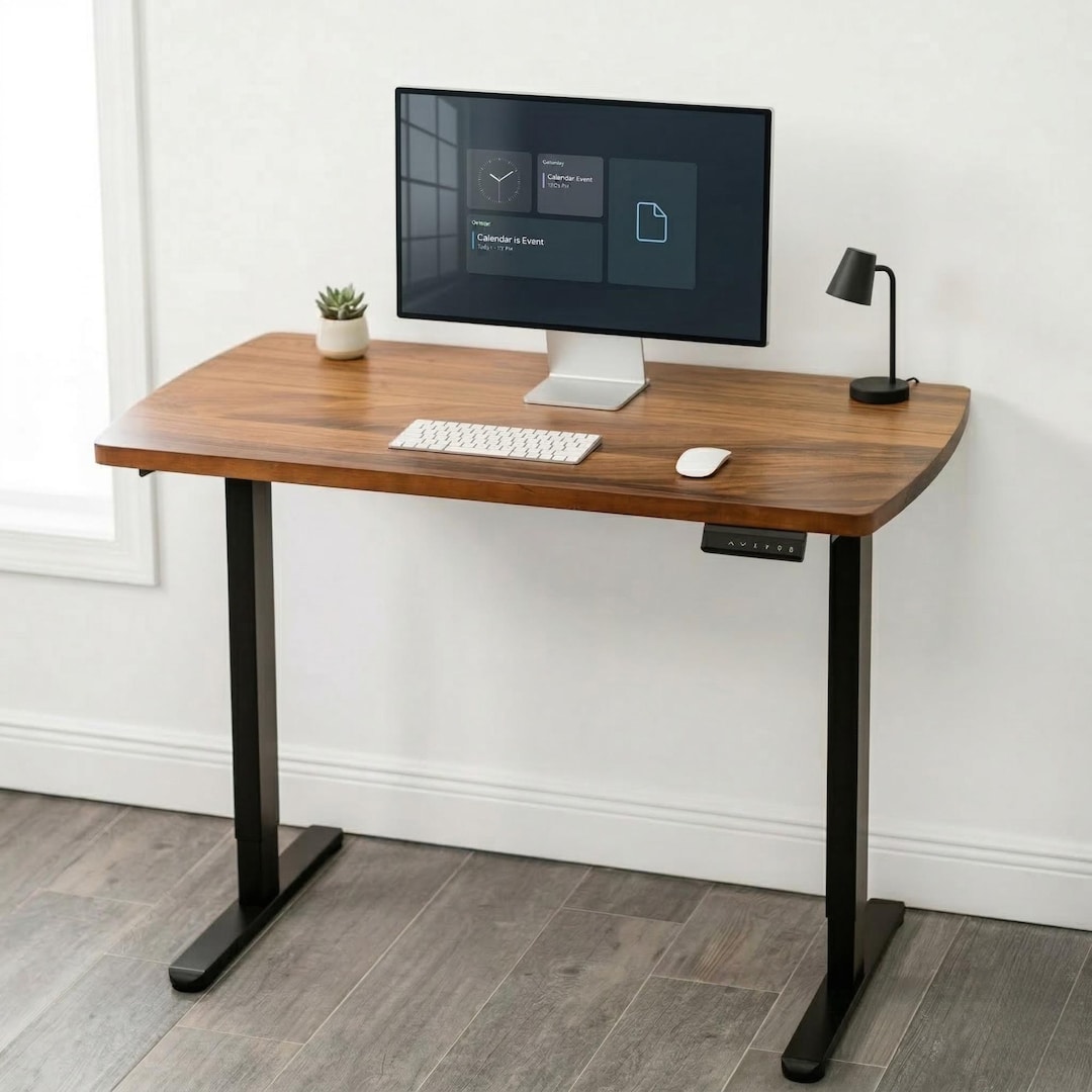 Small Narrow Standing Desk 46” X 25” - Walnut Solid Wood Sit Stand Desk ...