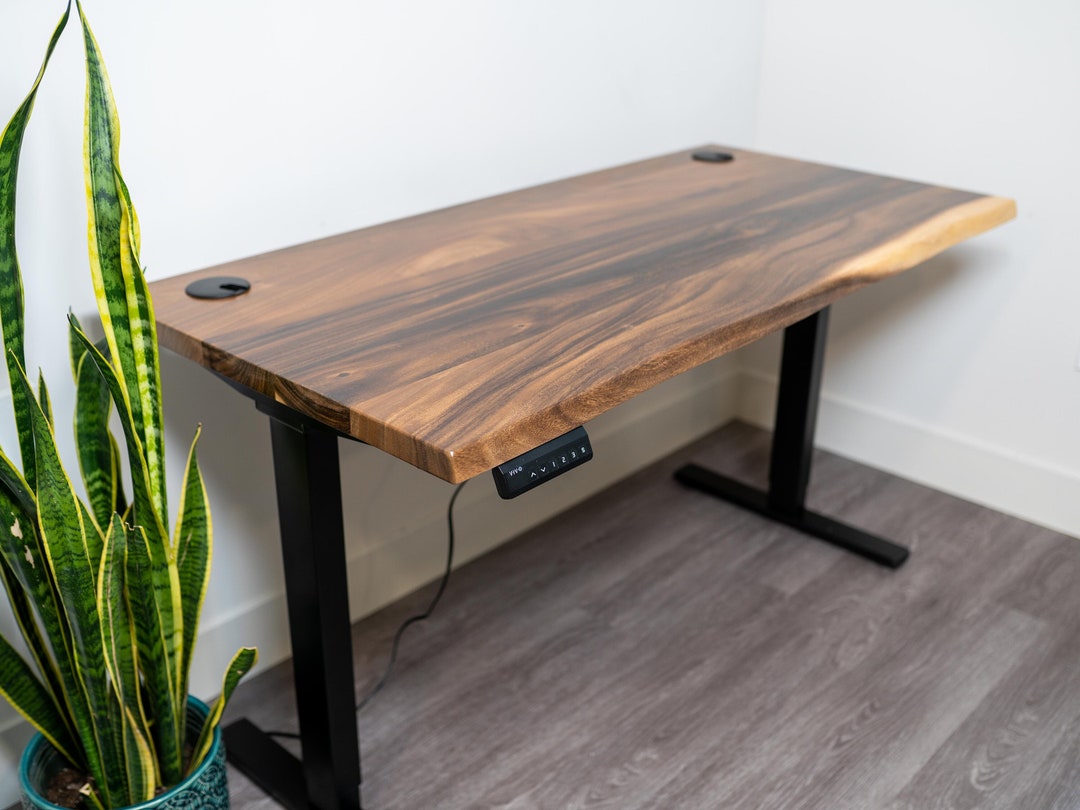Live Edge Walnut Standing Desk - Solid Wood Adjustable Sit Stand Desk ...