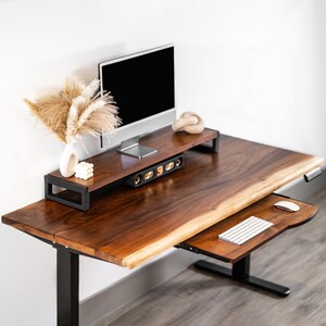 Keyboard Tray Under Desk, Walnut Solid Wood, Pull Out Keyboard & Mouse ...