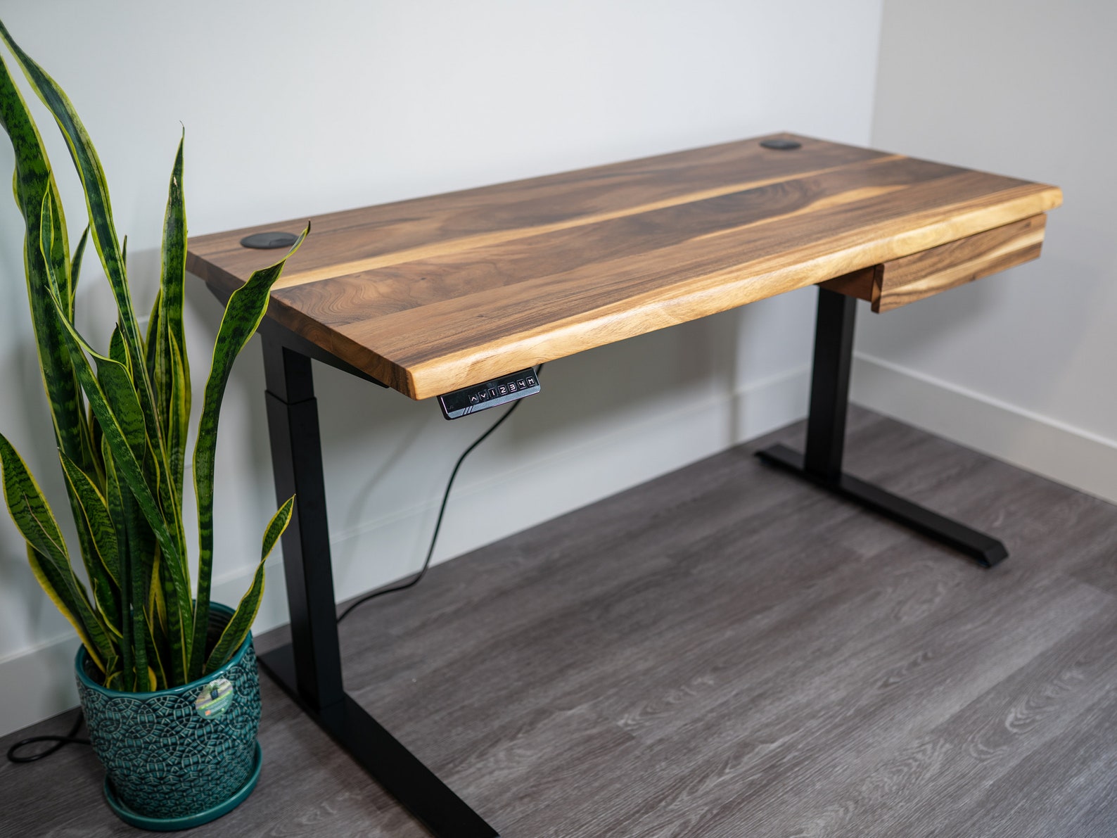 Live Edge Walnut Standing Desk Sit Stand Desk With Drawer - Etsy