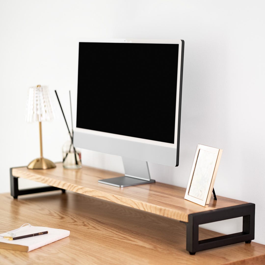 White Oak Monitor Stand Riser - Solid Wood Shelf for Desk - Etsy