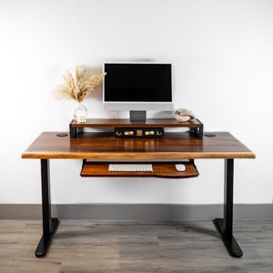 Live Edge Walnut Standing Desk - Adjustable Height Desk With Drawer ...