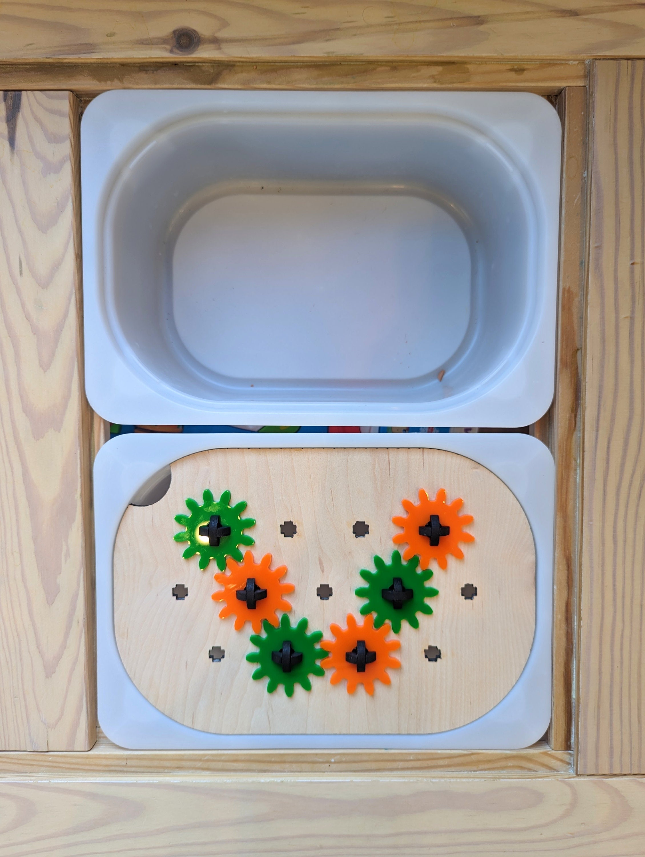 Gear Flisat Table Insert, Sensory Table Gear Board, Trofast Bin Insert ...