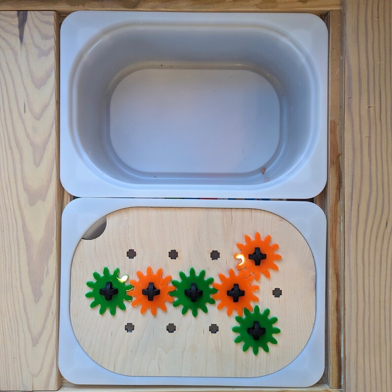 Gear Flisat Table Insert, Sensory Table Gear Board, Trofast Bin Insert ...