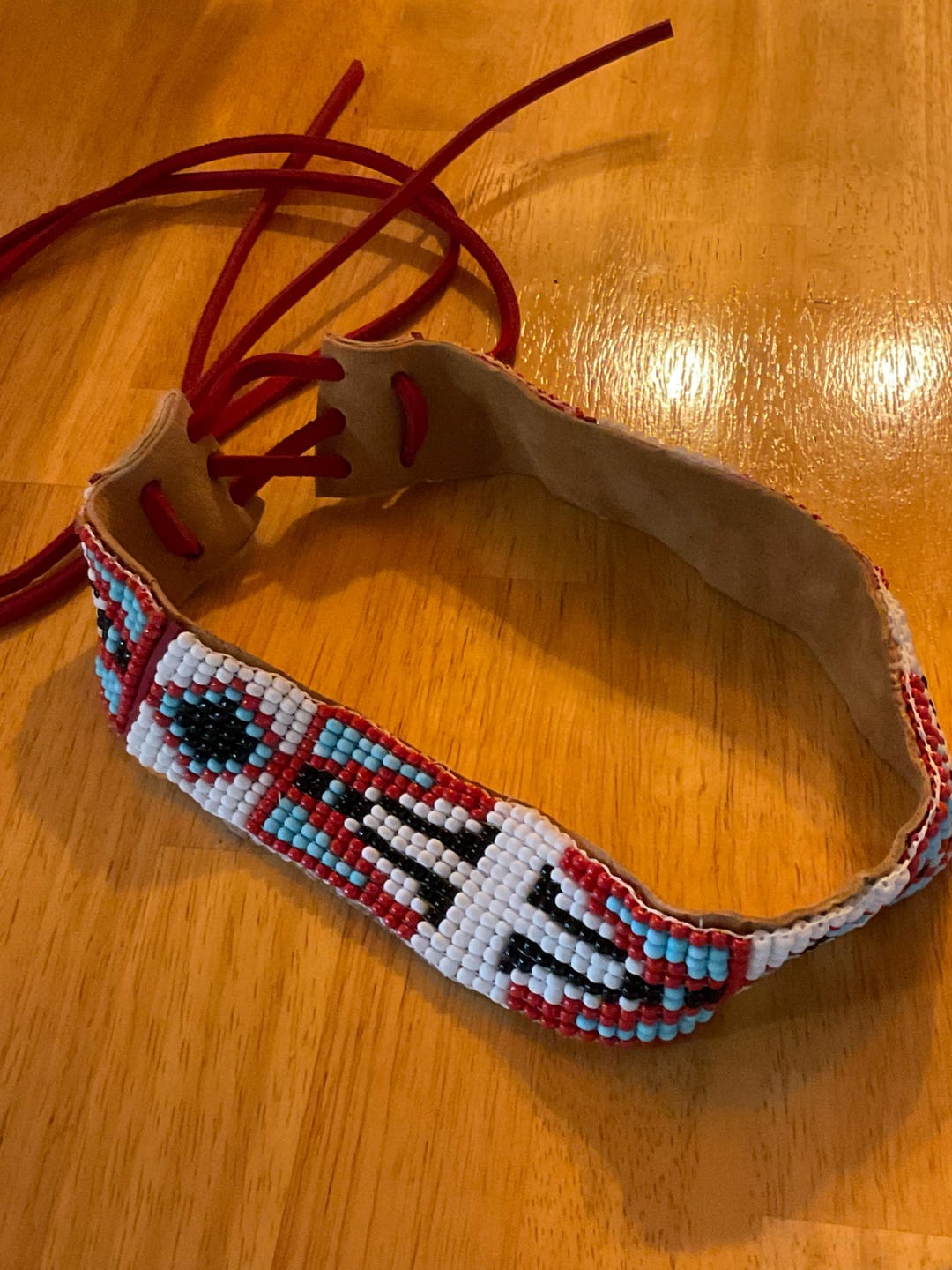 Handmade Beaded Native American Style Headband Leather Crafts - Etsy