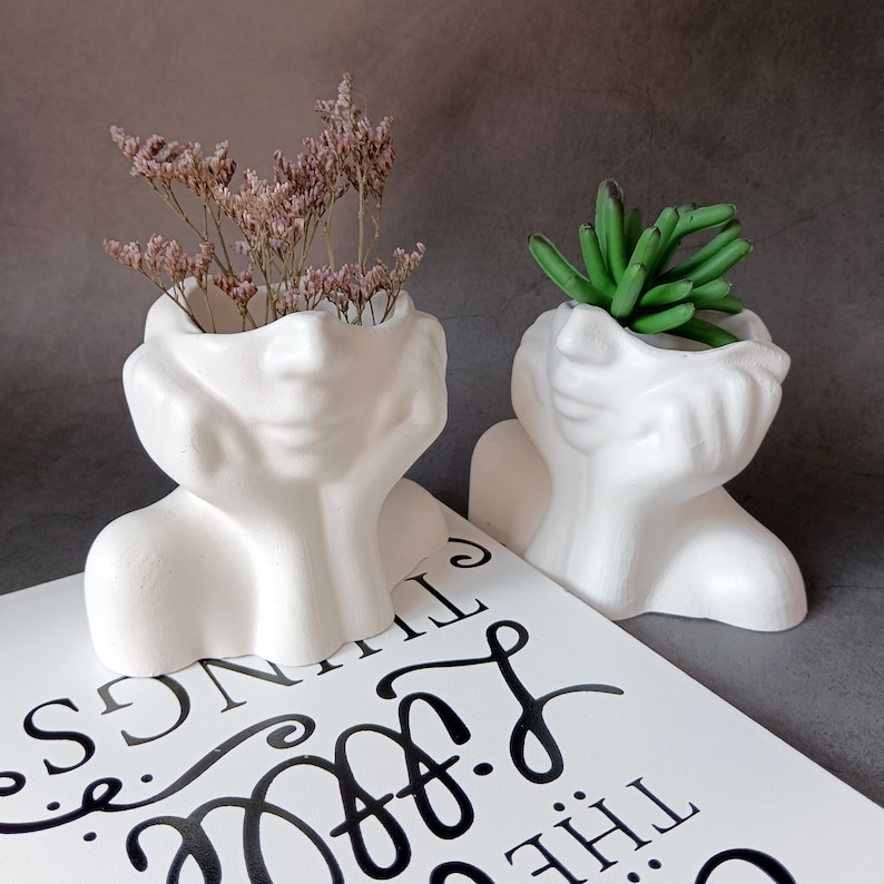 Unique Female Face Pots | Set of 2 | Decorative Succulent Planters ...