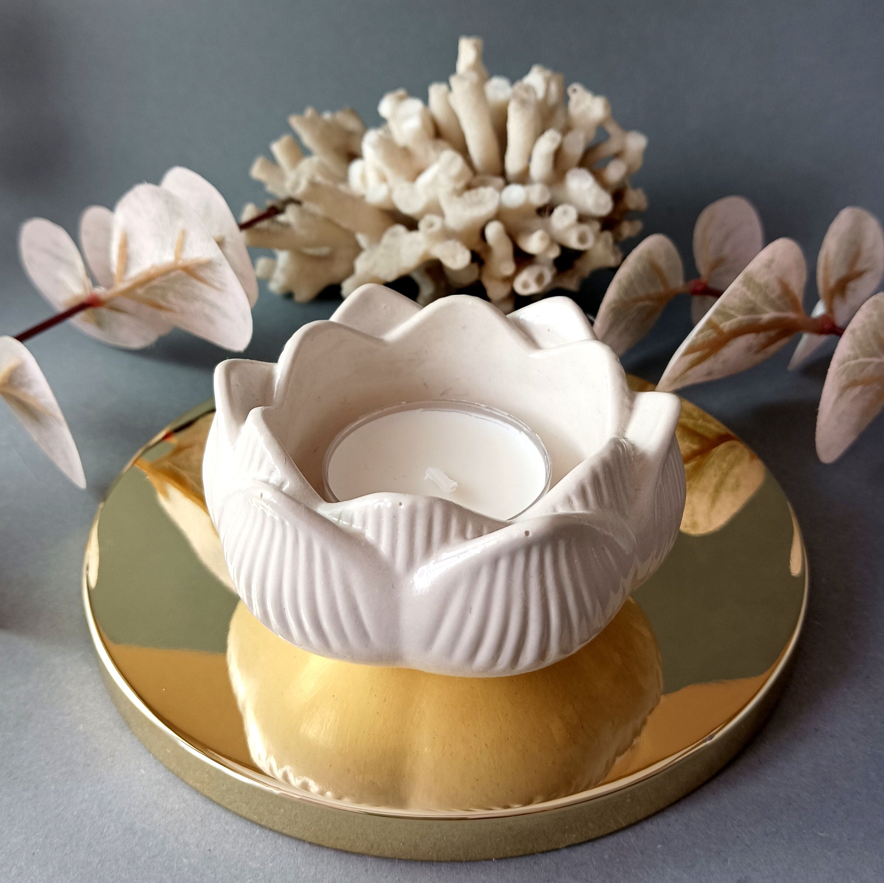 Flower Tea Light Holder Concrete Tealight Candle Holder - Etsy