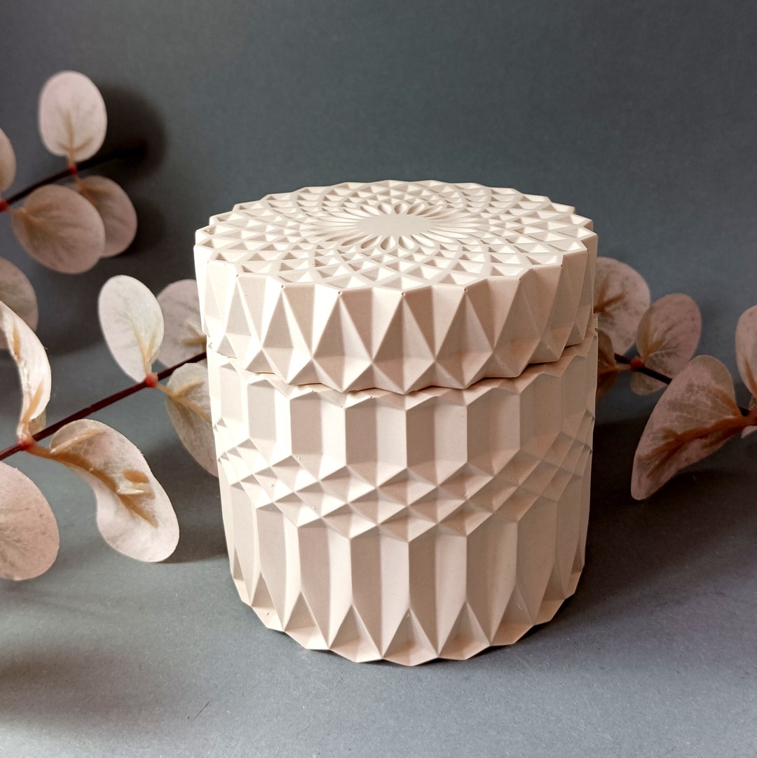 Handcrafted Jewelry Box Plaster Round Jar With Lid Geometric - Etsy